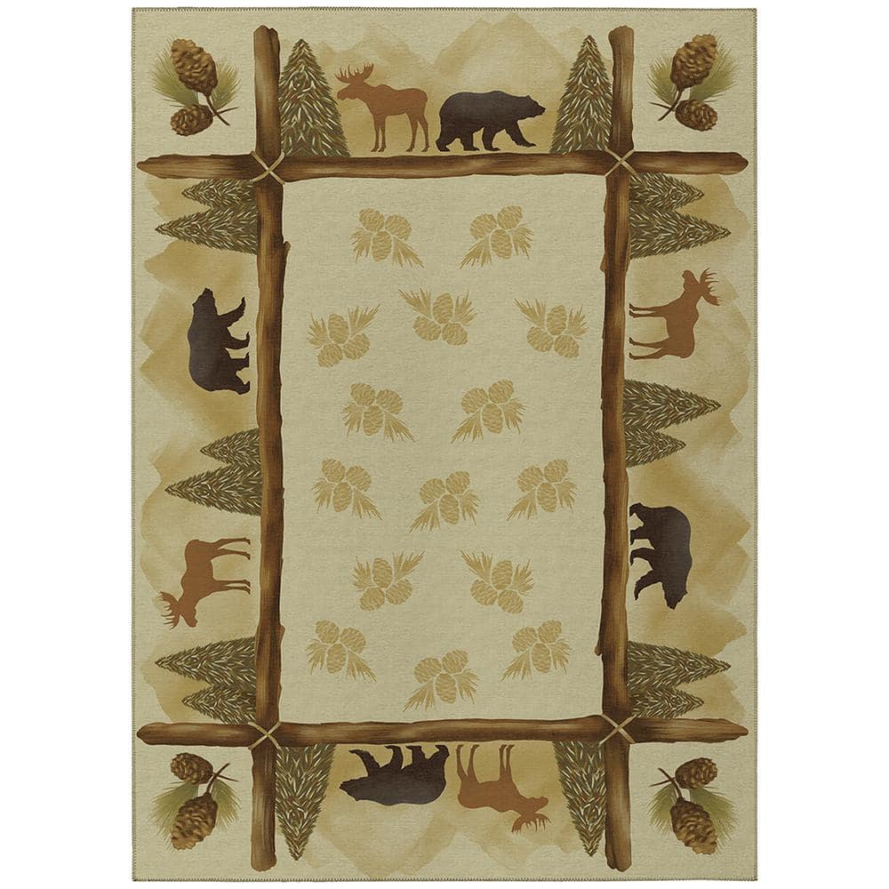 Addison Rugs Adventure Beige 3 ft. x 5 ft. Indoor/Outdoor Washable Area ...