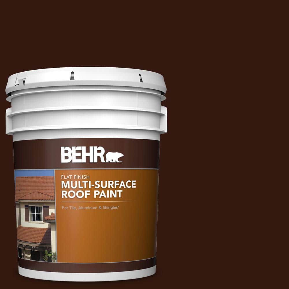 BEHR 5 gal. #RP-20 Bark Brown Flat Multi-Surface Exterior Roof Paint ...