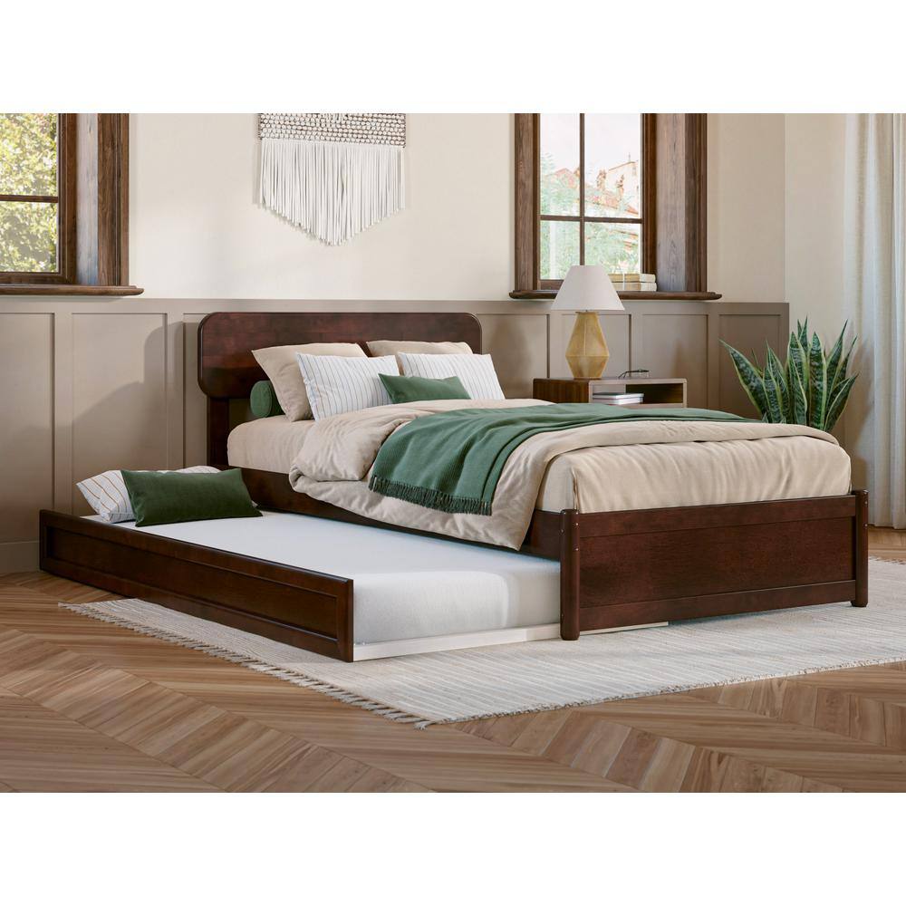 AFI Capri Walnut Brown Solid Wood Frame Twin XL Platform Bed with Panel ...