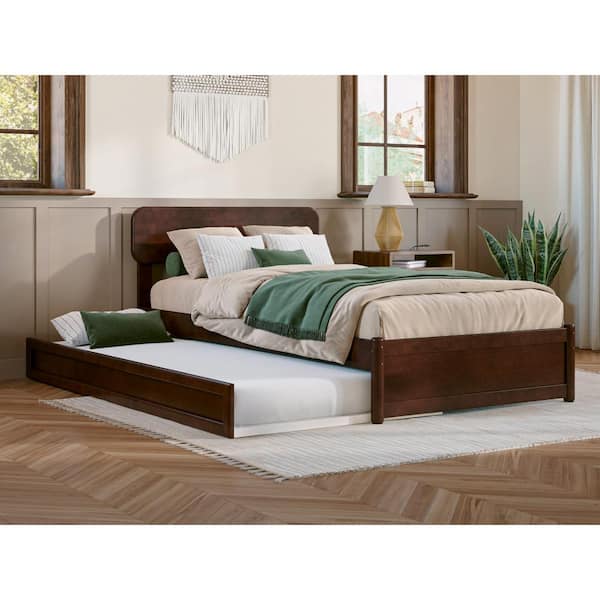 AFI Capri Walnut Brown Solid Wood Frame Twin XL Platform Bed with Panel ...