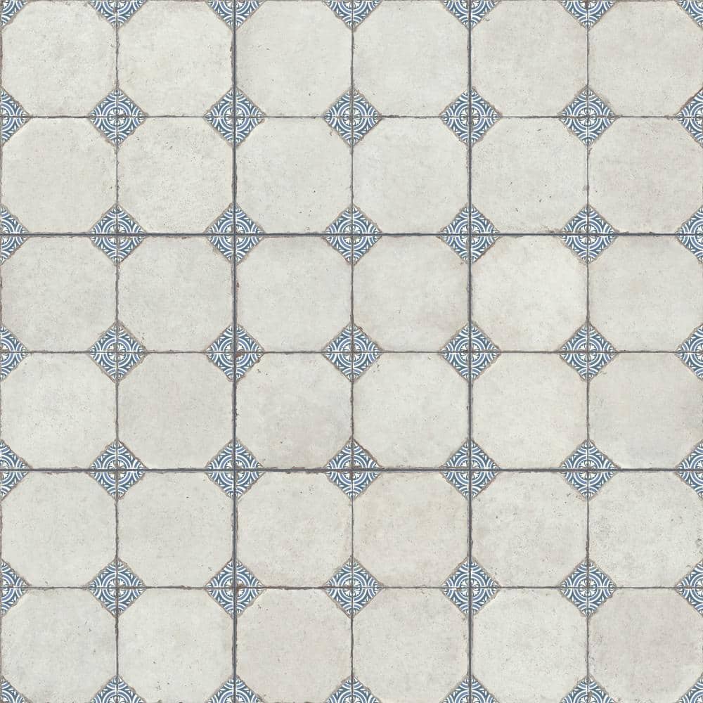 Merola Tile Kings Field Blue 8-7/8 in. x 8-7/8 in. Porcelain Floor and ...