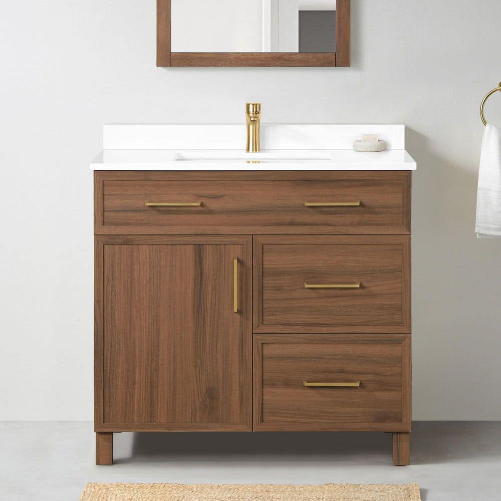 Home Decorators Collection Bilston 36 in. Single Sink Spiced Walnut ...