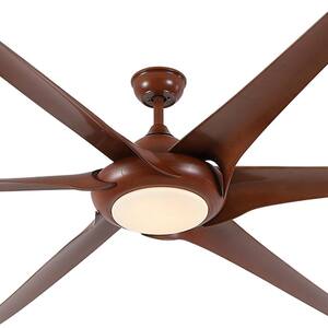 100 in. LED Indoor Walnut Ceiling Fan with Lights and Remote, LED ...