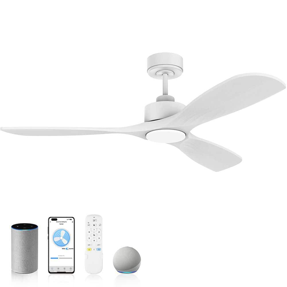 REDIAMS 52 in.Outdoor Indoor White Standard Downrod Mount Ceiling Fans ...