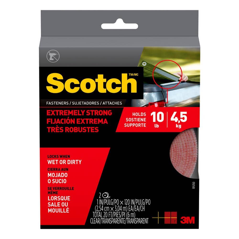 Scotch 1 in. x 10 ft. Clear Extreme Fasteners, 1 Set of Strips RF6760 ...