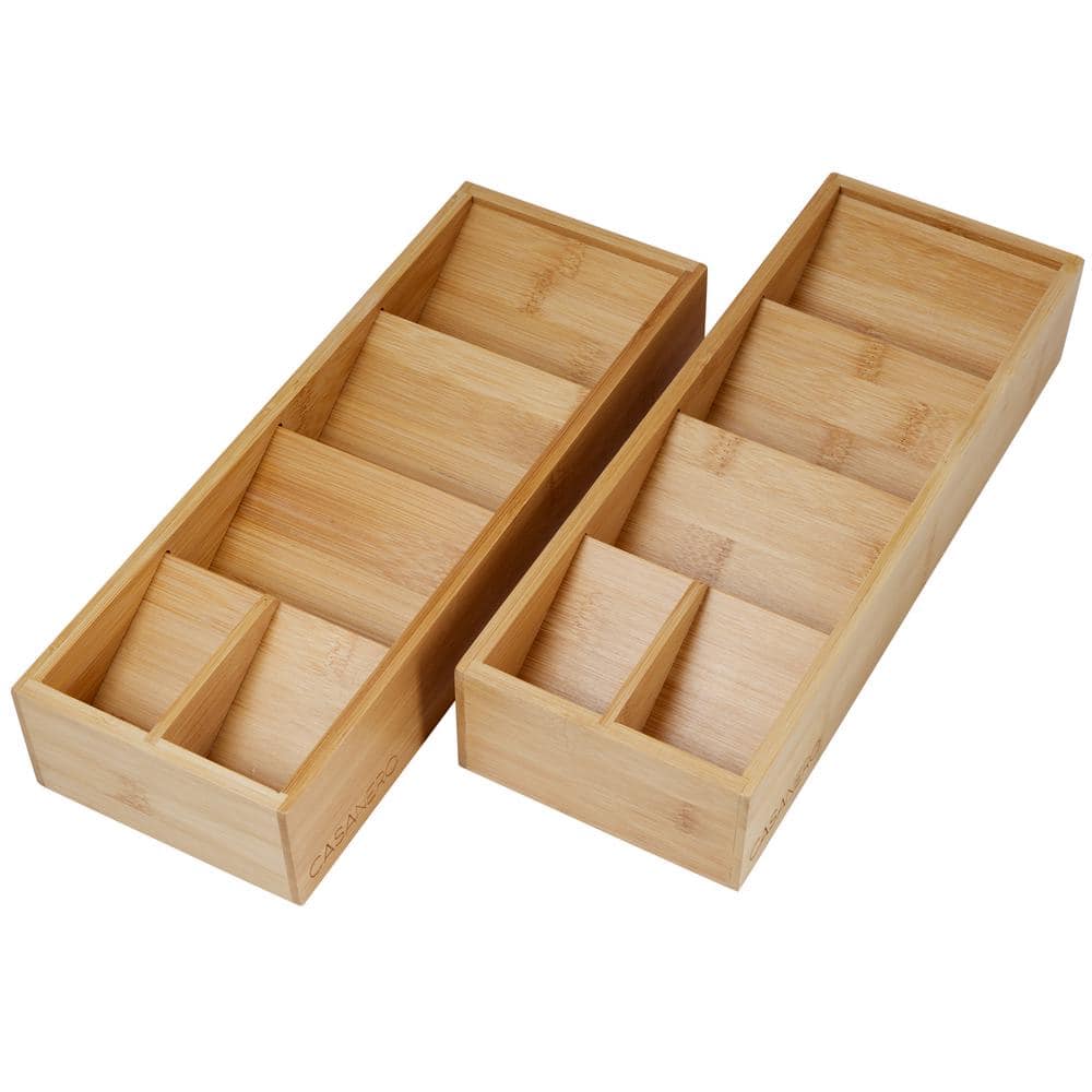 Kitchen Details 2 Piece Set of 5 Compartment Bamboo Draw Organizers ...
