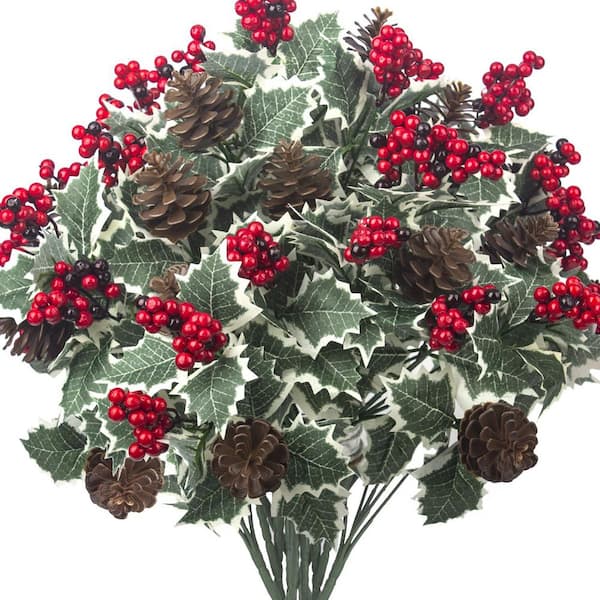 Holiday Collection 12.9 in Multi-Colored Indoor Artificial Holly LX0409 ...