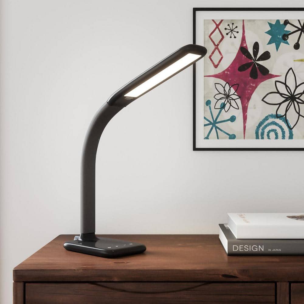 Hampton Bay 24 in. Black LED Desk Lamp with Advanced Control Features ...