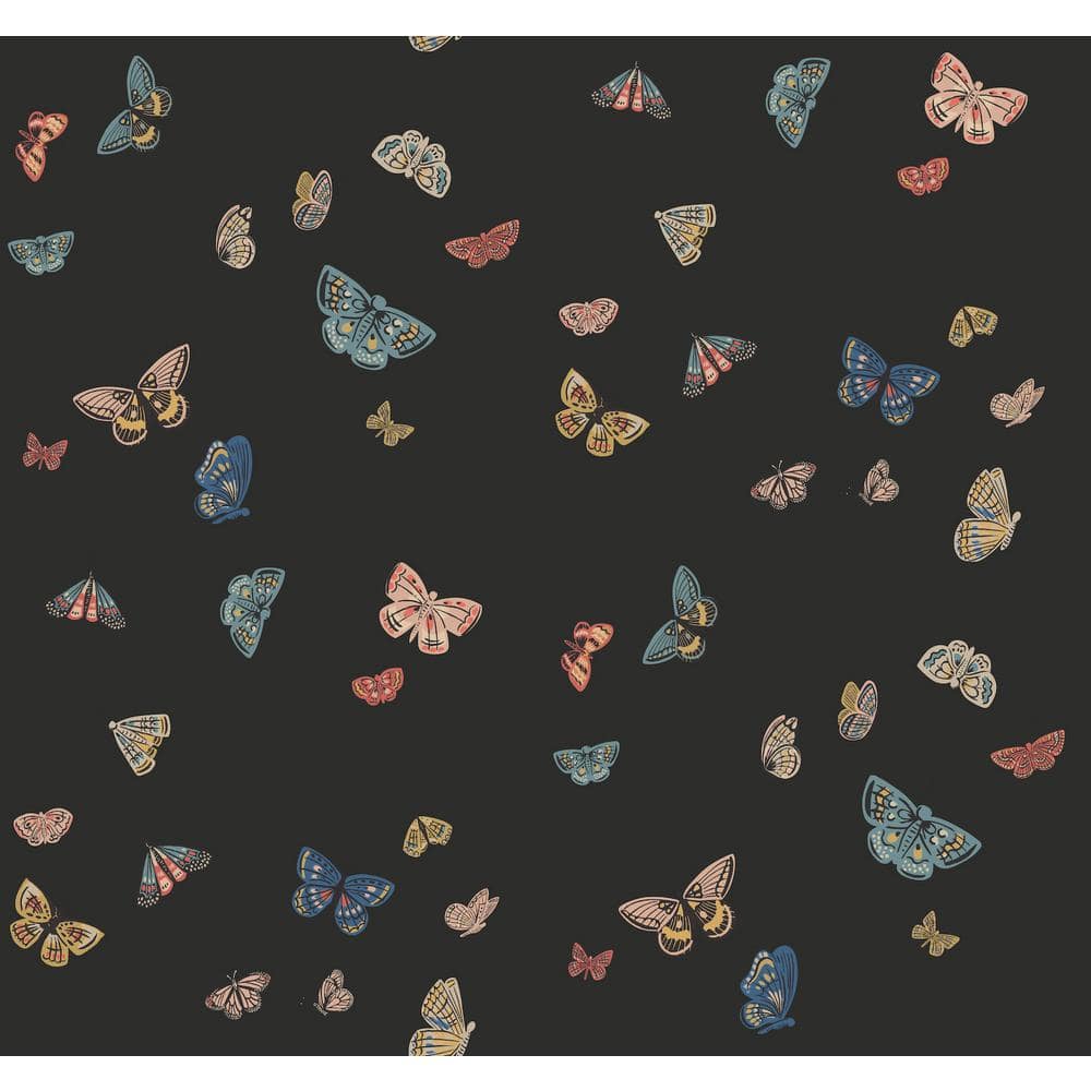 RIFLE PAPER CO. Butterfly House Black Metallic Non-Pasted Wallpaper ...