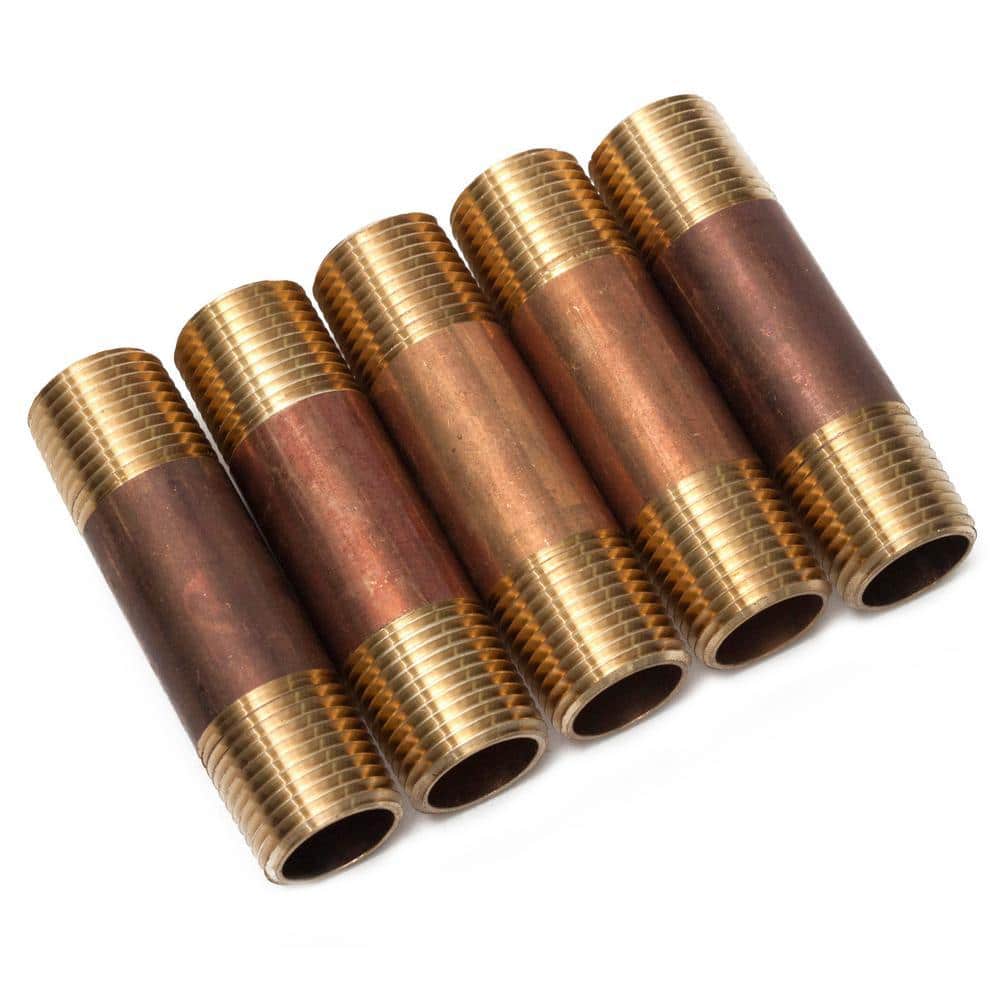 LTWFITTING 1/2 in. x 3 in. Brass MIP Nipple Fitting (5-Pack) HF10684805 ...