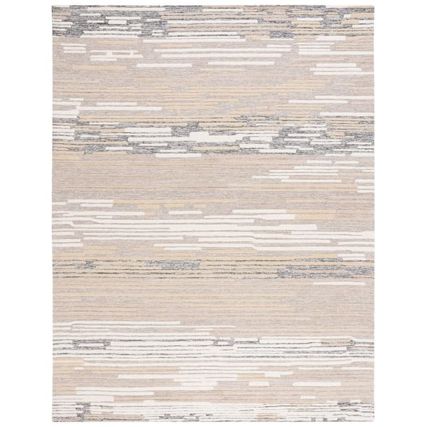 SAFAVIEH Fifth Avenue 8 ft. x 10 ft. Natural/Beige Striped High-Low ...