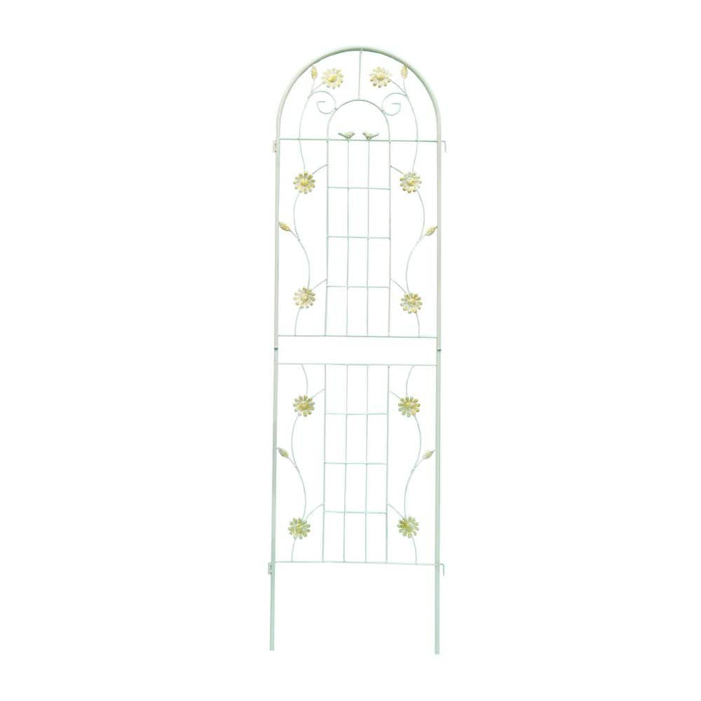 2 Pack Elegant 71 in. Cream White Iron Expandable Garden Trellis with ...