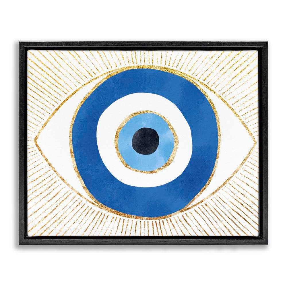 Stupell Industries Evil Eye Shape Striped Mati Symbol by Ziwei Li Black ...