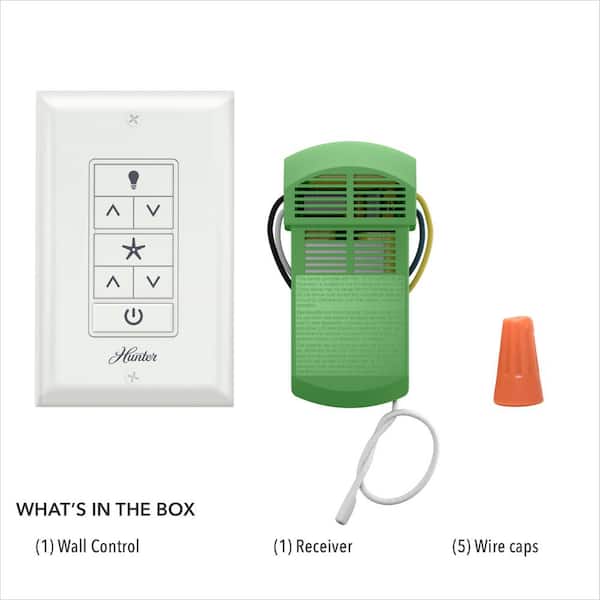 Hunter Universal Damp Rated Ceiling Fan Wall Remote Control White 99393 ...
