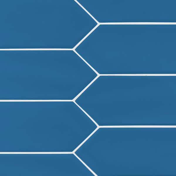 Jeffrey Court Matte Blue 3 in. x 12 in. Ceramic Picket Wall Tile (9.33 ...