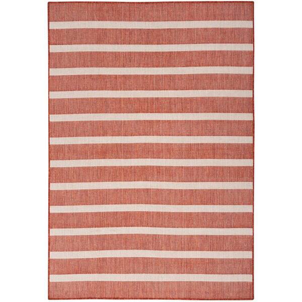 Nourison Positano Terracotta Ivory 6 ft. x 9 ft. Stripes Contemporary ...
