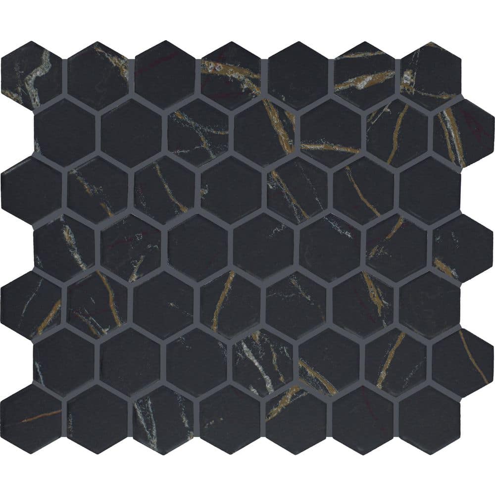 Daltile Perpetuo Infinite Black 10 in. x 12 in. Glazed Ceramic Mosaic ...