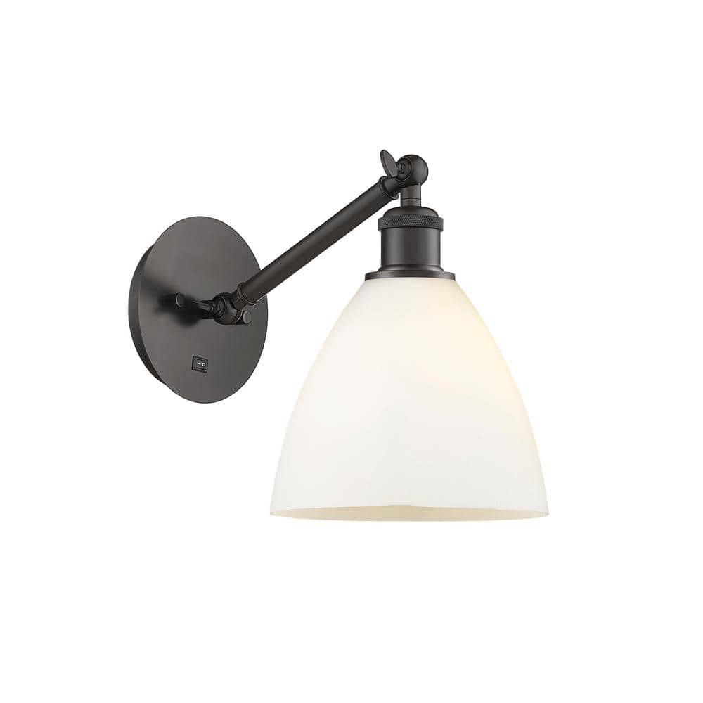 Innovations Bristol Glass 1-Light Oil Rubbed Bronze, Matte White Wall ...
