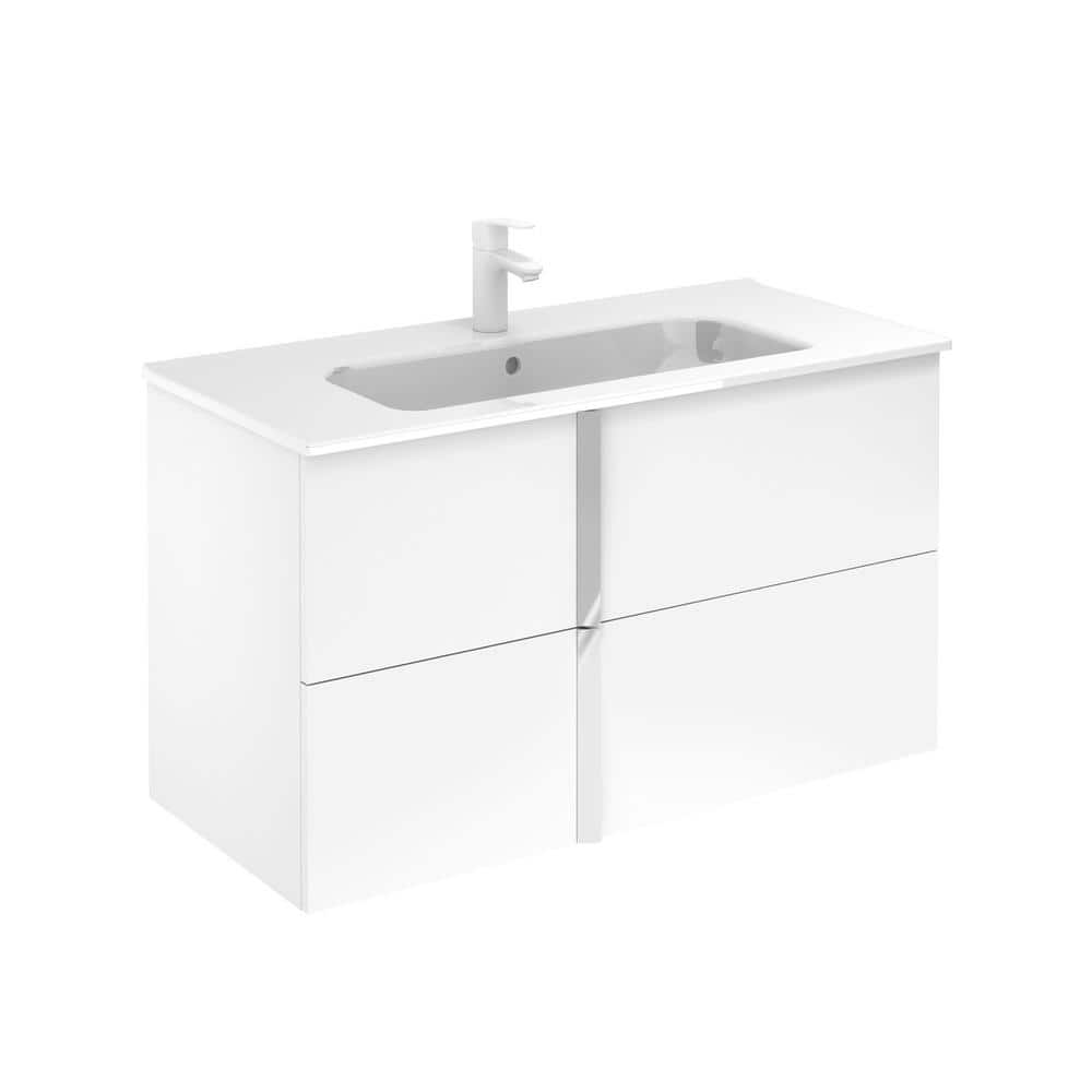 ROYO Onix 40 in. W x 18 in. D Bath Vanity in White with Ceramic Vanity ...