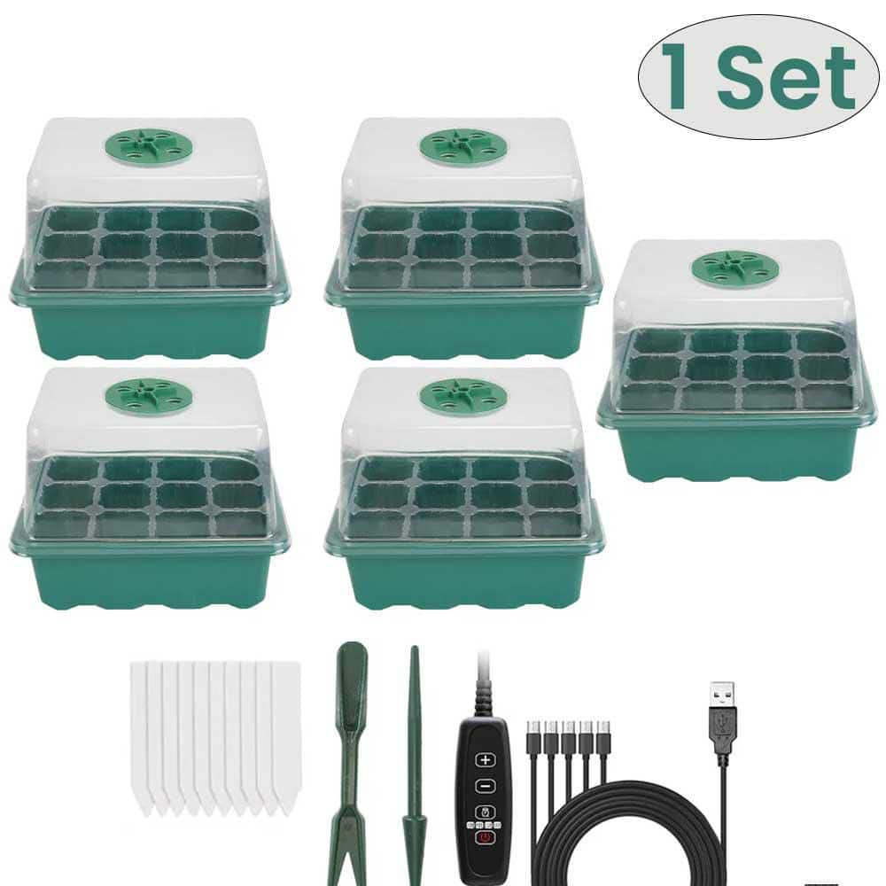 Justincity 1-Set Seed Starter Tray With Grow Light Humidity Dome ...