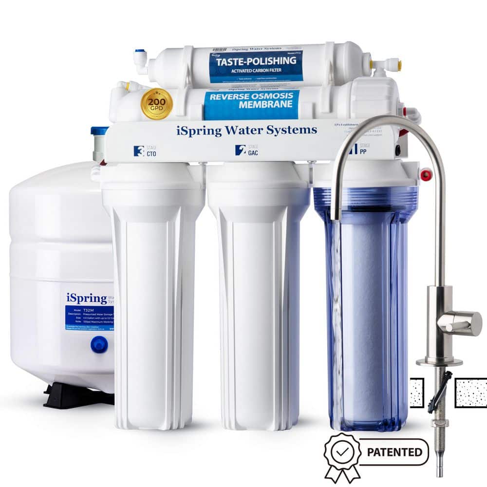 ISPRING RCC2 200 GPD 5-Stage Under Sink Reverse Osmosis Water Filter ...
