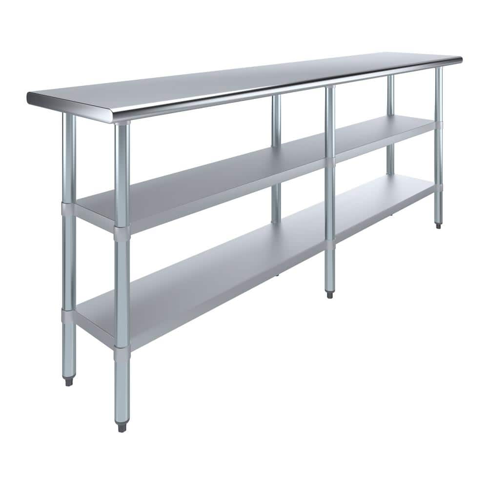 AMGOOD 18 in. x 84 in. Stainless Steel Kitchen Utility Table with 2 ...