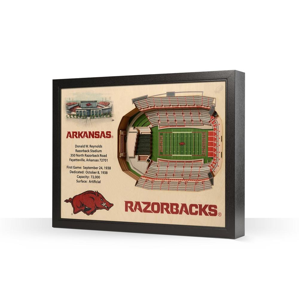 YouTheFan NCAA Arkansas Razorbacks 25 Layer Stadiumviews 3D Wooden Wall ...