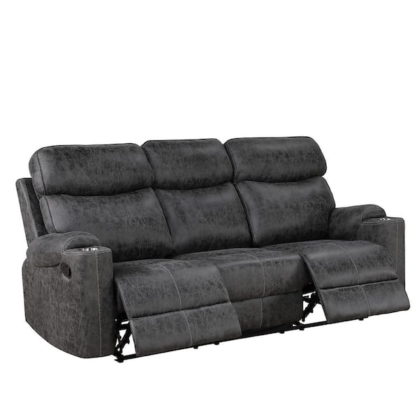 Acme Furniture Hirah 38 in. Pillow Top Arm Microfiber Rectangle Cup ...