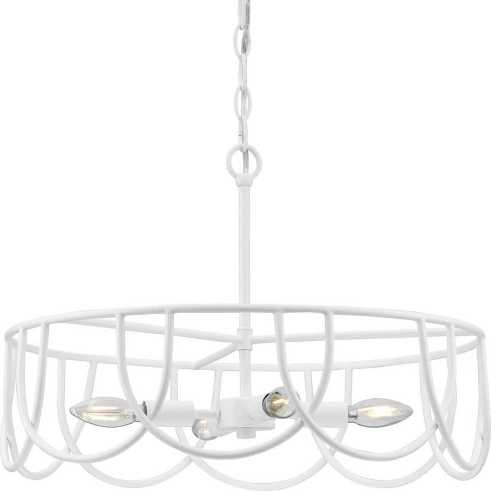 Progress Lighting Foley Collection 60-Watt 20.5 in. 4-Light Matte White ...