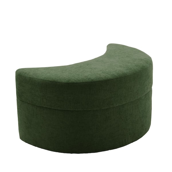 Uixe Modern Green Chenille Half Crescent Moon Storage Ottoman (Set of 1 ...
