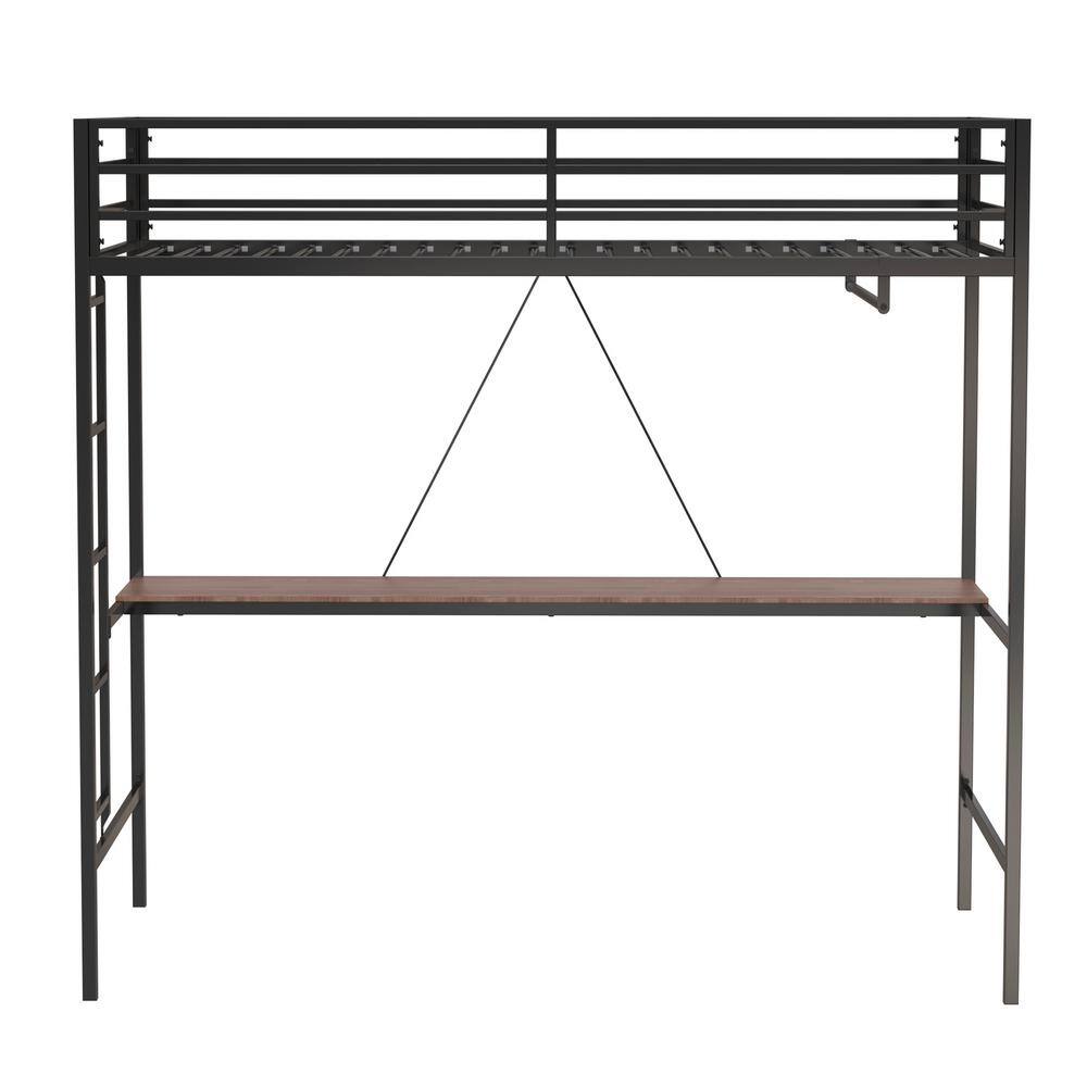 Noble House Ferna Ladder Twin Loft Bunk Bed with Desk, Metal, Black ...