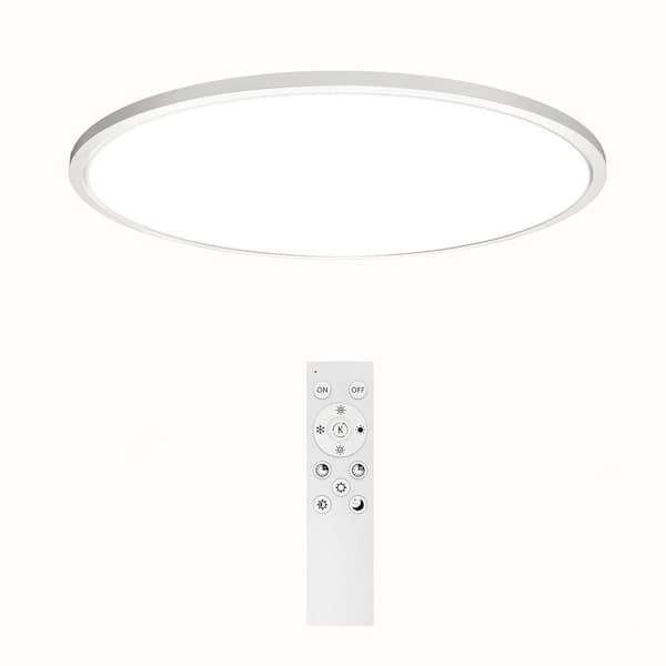 AIKVSXER 1-Pack 12-in. W 24-Watt White Round LED Flush Mount Light ...