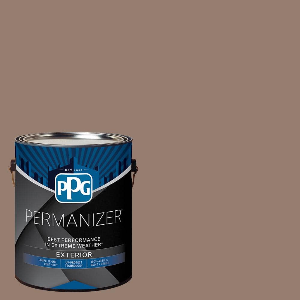 PERMANIZER 1 gal. PPG1074-5 Peppered Pecan Satin Exterior Paint PPG1074 ...