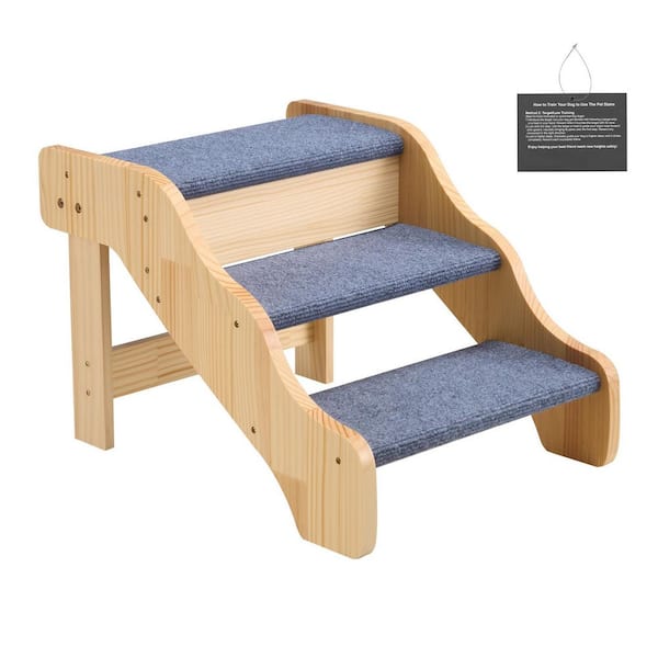 SKYSHALO 2-Step Wooden Pet Stairs, Foldable Ladder for Beds Sofas Cars ...