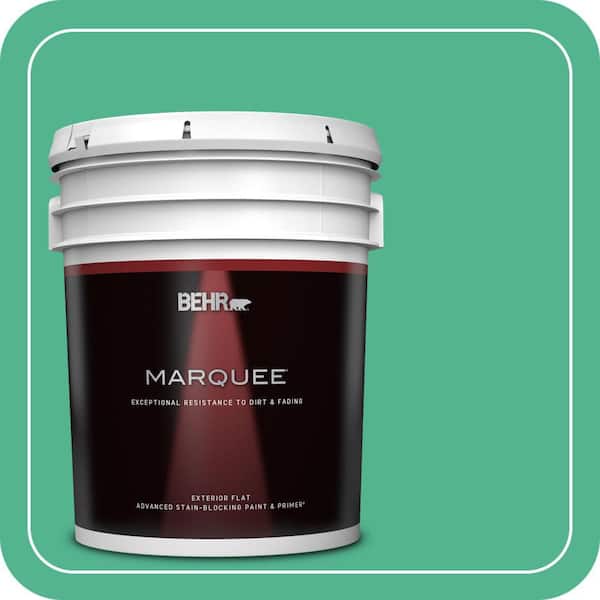 BEHR MARQUEE 5 gal. #MQ4-16 Aruba Green Flat Exterior Paint & Primer ...
