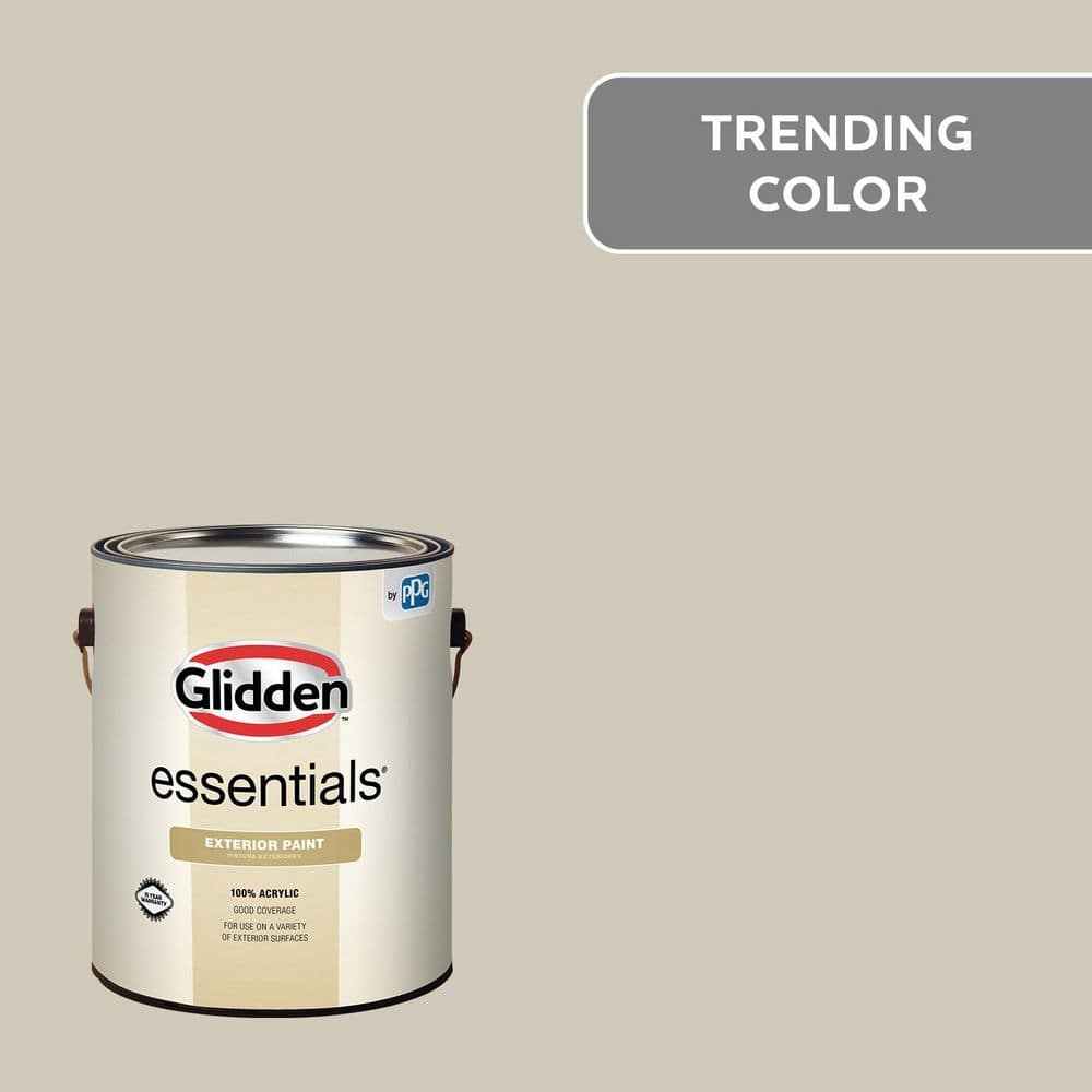 Glidden Essentials 1 gal. PPG1024-4 Moth Gray Semi-Gloss Exterior Paint ...