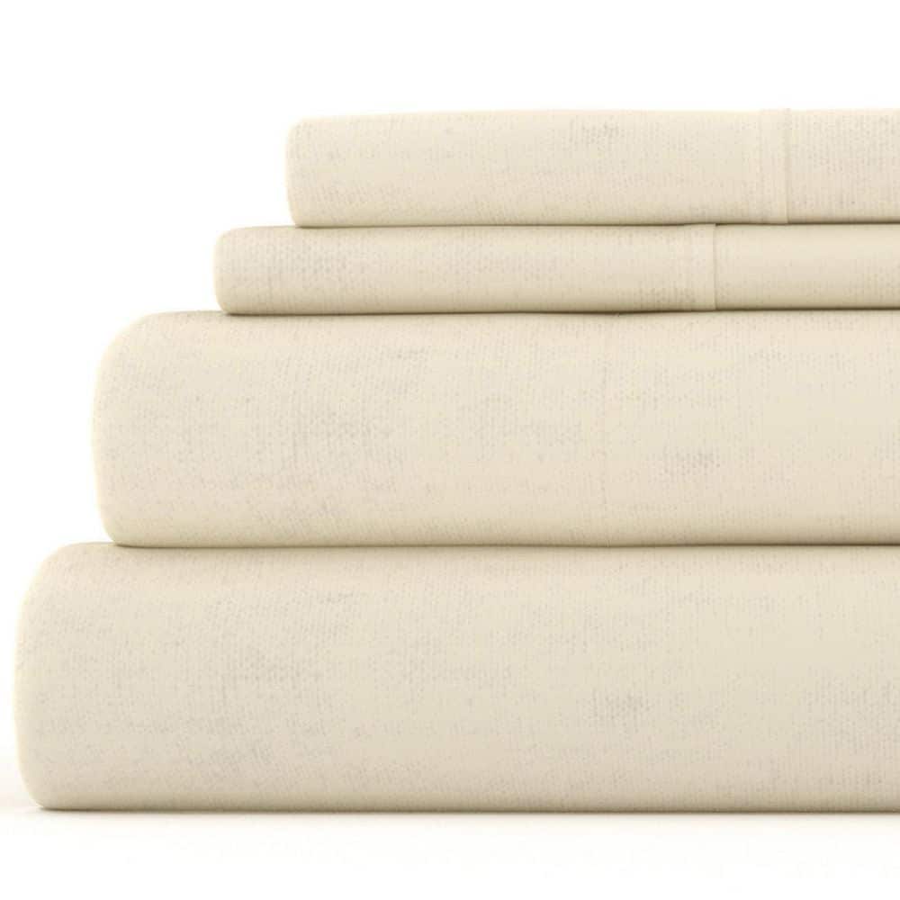 Becky Cameron Premium 4-Piece Ivory Ultra Soft Flannel Queen Sheet Set ...