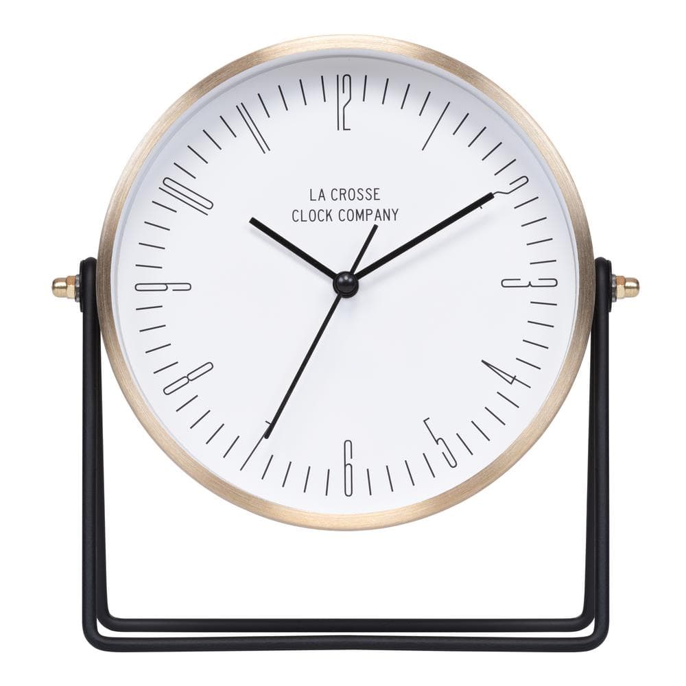 La Crosse Clock Stiles Swivel Tabletop Silent Sweeping Analog Quartz ...