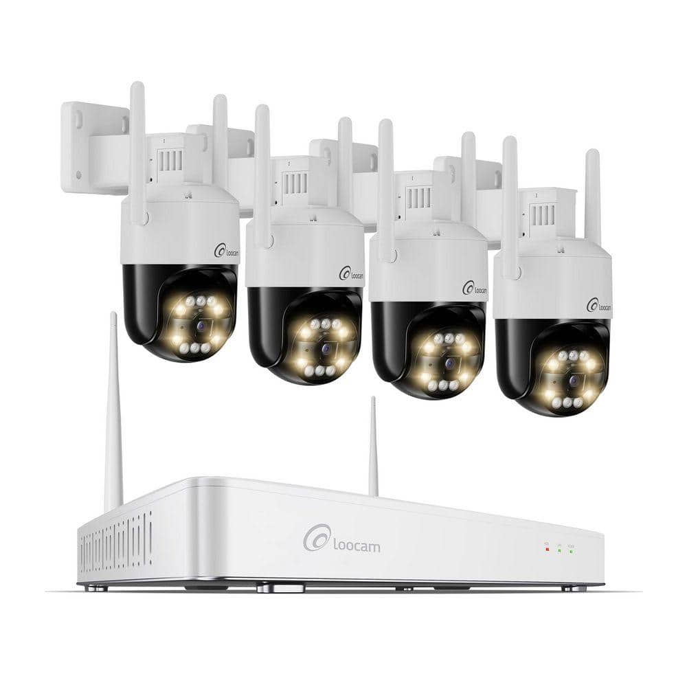 LOOCAM 8-Channel 4K Wi-Fi 6 Wireless Camera System 128G Memory Card, 4 ...