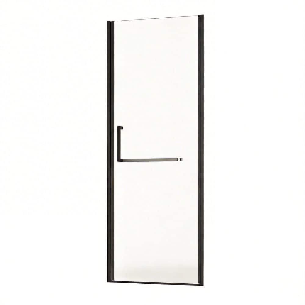 LIVACA 27 in.-28 in. W x 72 in. H Frameless Pivot Shower Door in Matte ...