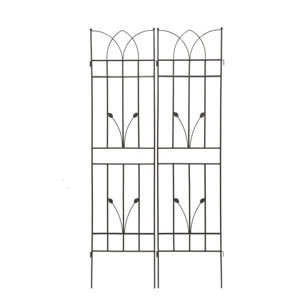 Oyezvary 71 in. Brown Metal Rustproof Garden Screen Trellis for ...