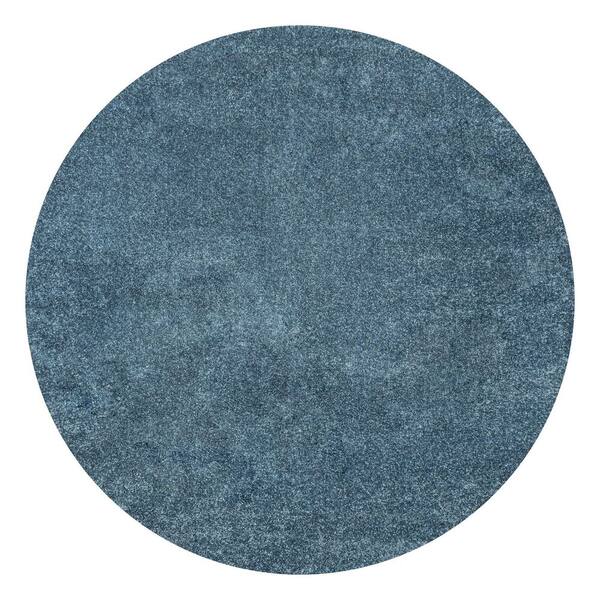 JONATHAN Y Haze Solid Low-Pile Turquoise 4 ft. Round Area Rug SEU100H ...