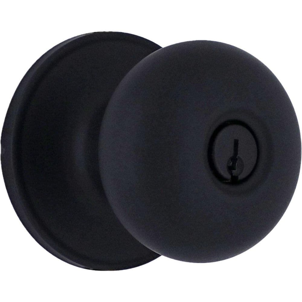 Defiant Round Matte Black Keyed Entry Door Knob TFX900B - The Home Depot