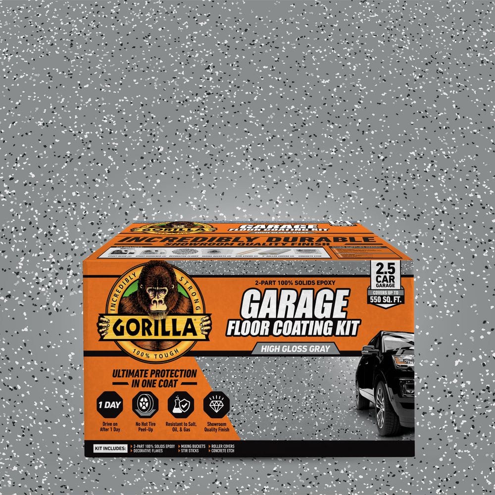 Gorilla Glue 2 Gal. Gray High-Gloss 2-Part Epoxy Interior Concrete Basement and Garage Floor ...