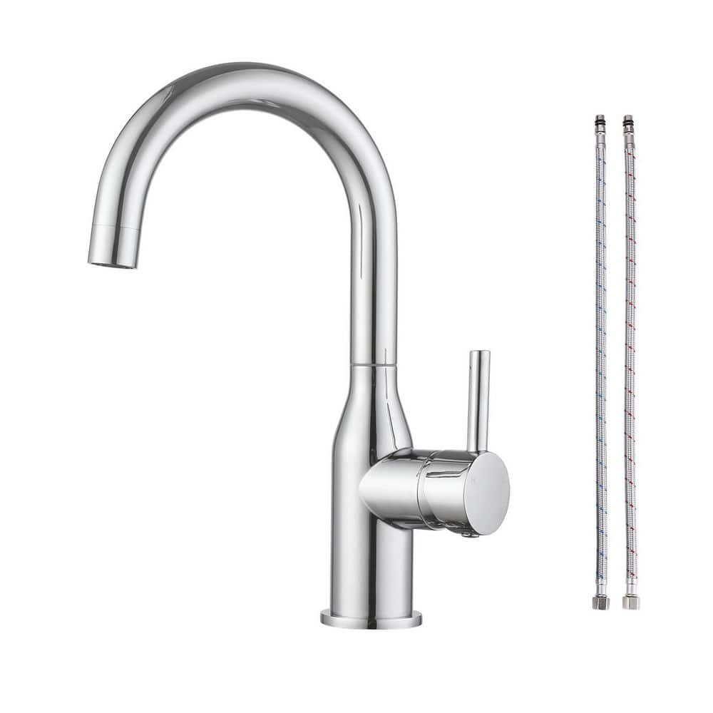 VEVETTA Stainless Steel 1-Hole Single Handle Bar Faucet with Water ...