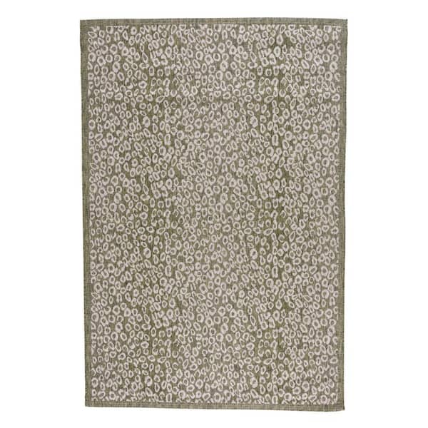 SAFAVIEH Courtyard Dark Green/Beige 7 ft. x 10 ft. Border Cheetah ...