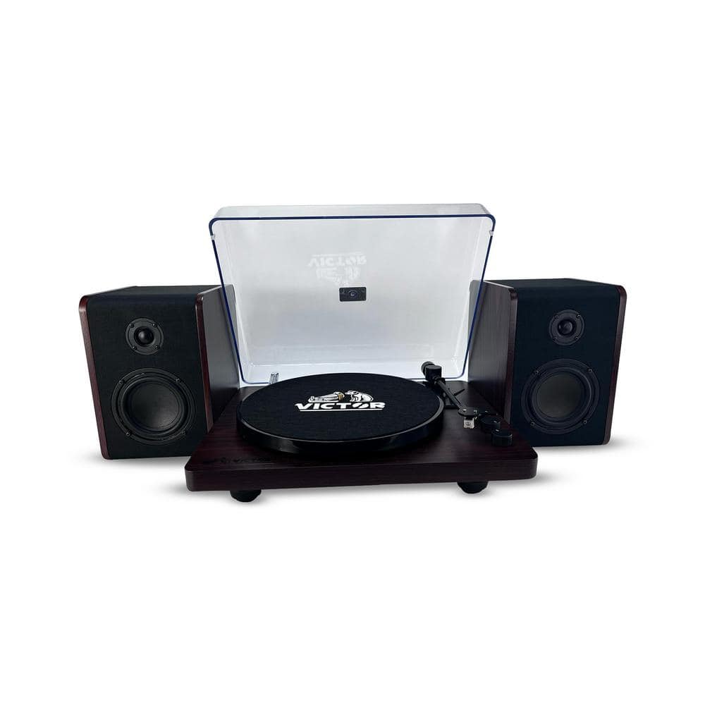 Victor Lincoln Record Player, 3-Speed Turntable with Vintage Wood ...