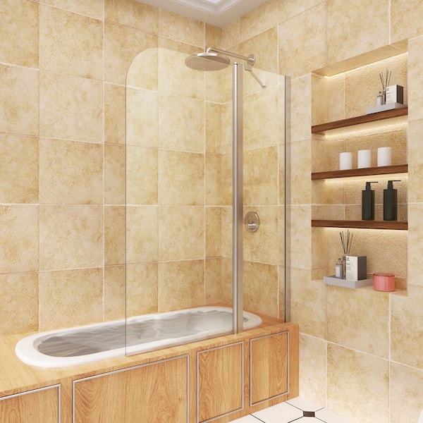 QuivaraView 43 in. W x 55 in. H Frameless Pivot Tub Door in Polished ...