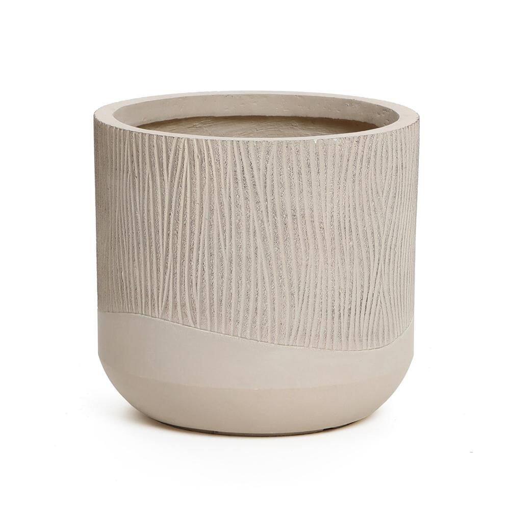 LuxenHome 13.8 in. H Blended Tan with Wood Pattern Round Ceramic Floor ...
