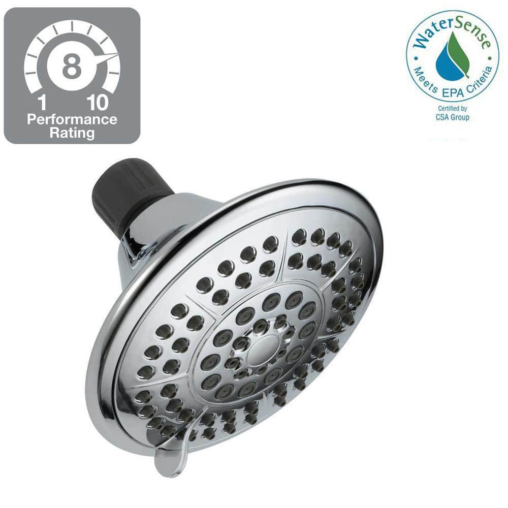 Delta 5-Spray 5 in. Shower Head in Chrome with Pause 75554 - The Home Depot